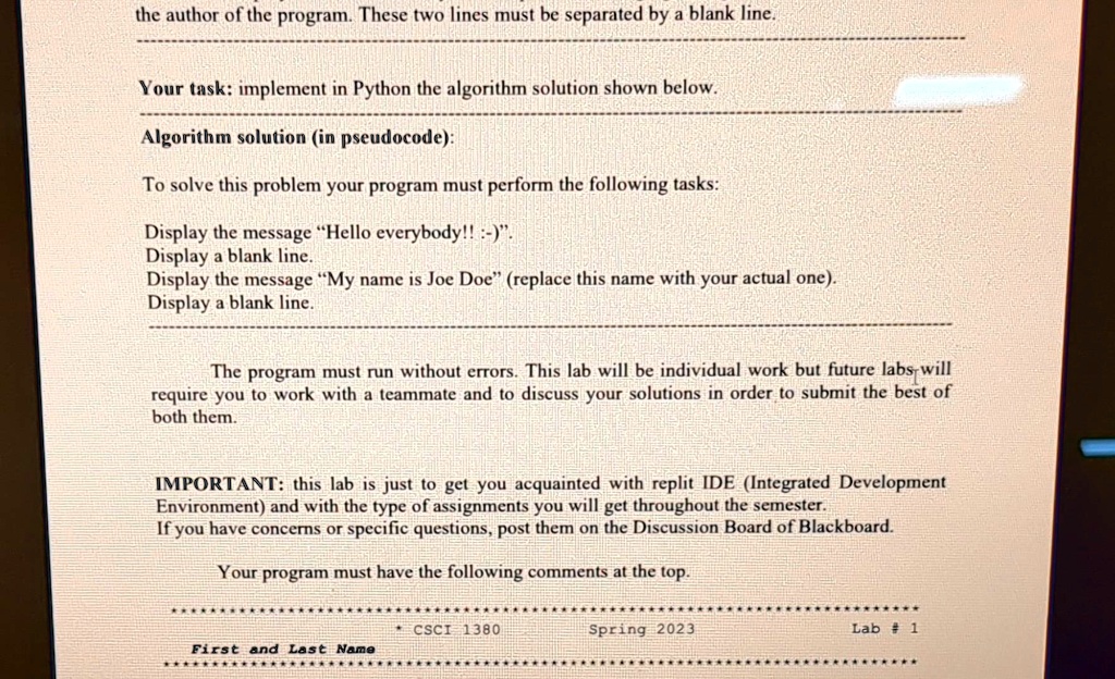 the author of the program. These two lines must be separated by a blank ...