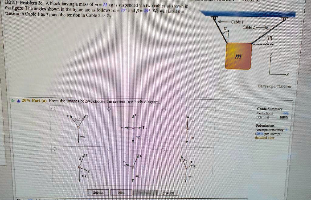 SOLVED: a. From the images below, choose the correct free body diagram. b. Write an expression ...