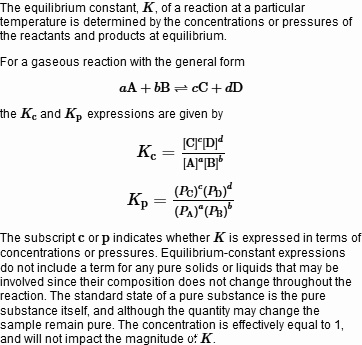 SOLVED: The equilibrium constant; K, of a reaction at a particular ...