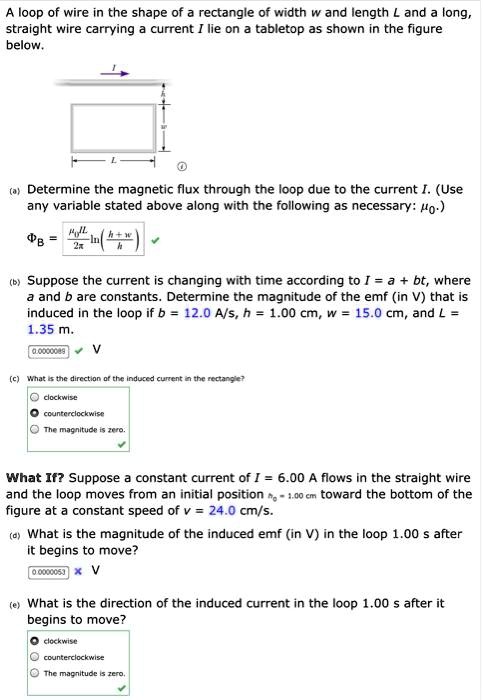 Solved Loop Of Wire In The Shape Of A Rectangle Of Width And Length L And Long Straight Wire