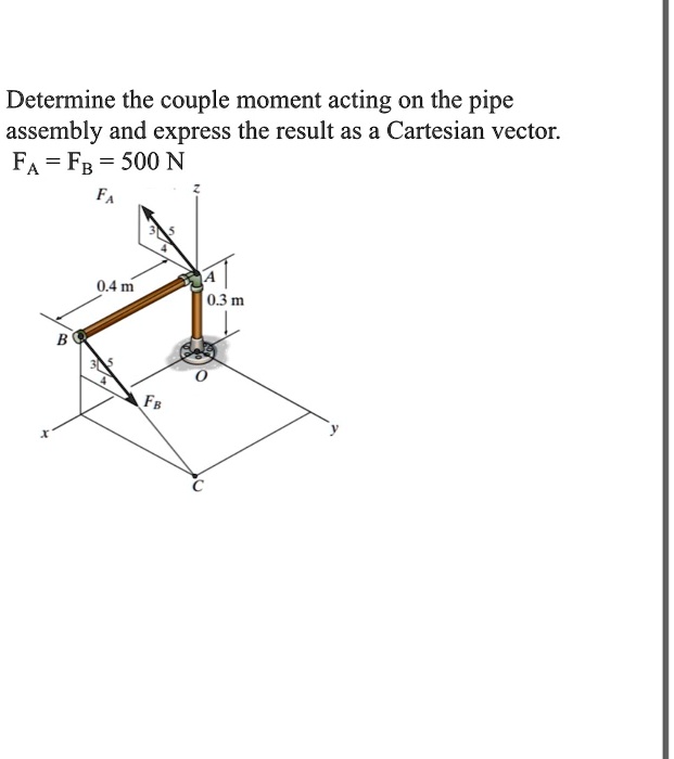 SOLVED: Determine the couple moment acting on the pipe assembly and express the result as a ...