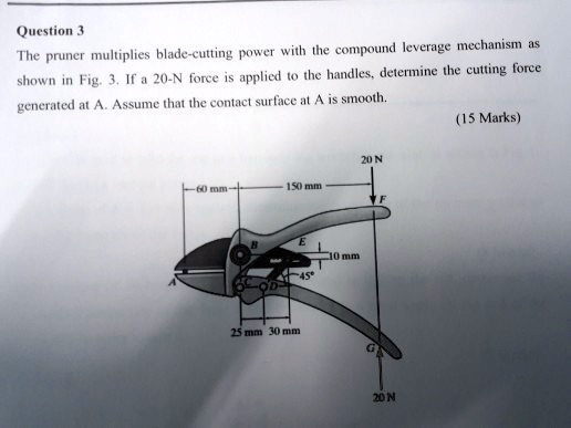 Question 3 The pruner multiplies blade-cutting power with the compound leverage mechanism as ...