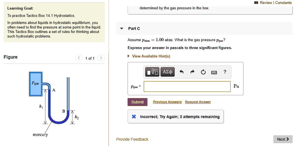 SOLVED: Learning Goal: To practice Tactics Box 14 - Hydrostatics. In ...