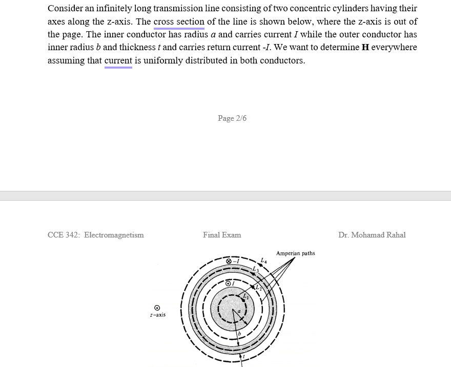 SOLVED: Consider an infinitely long transmission line consisting of two ...