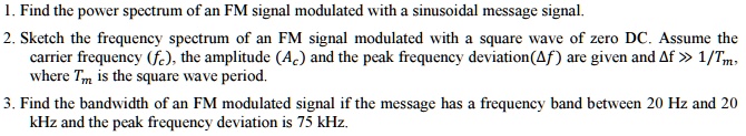 l find the power spectrum of an fm signal modulated with a sinusoidal ...
