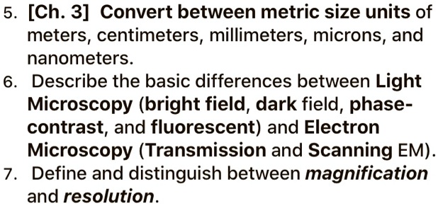 SOLVED:5. [Ch. 3] Convert between metric size units of meters ...