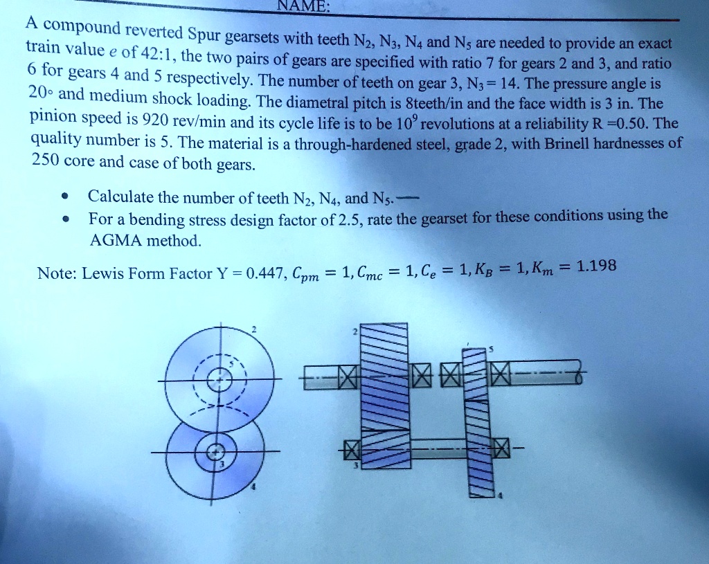 SOLVED: NAME: 250 core and case of both gears. Calculate the number of ...
