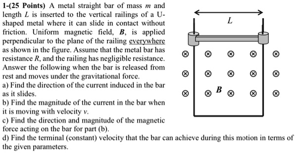 SOLVED:1-(25 Points) metal straight bar of mass m and length L is ...