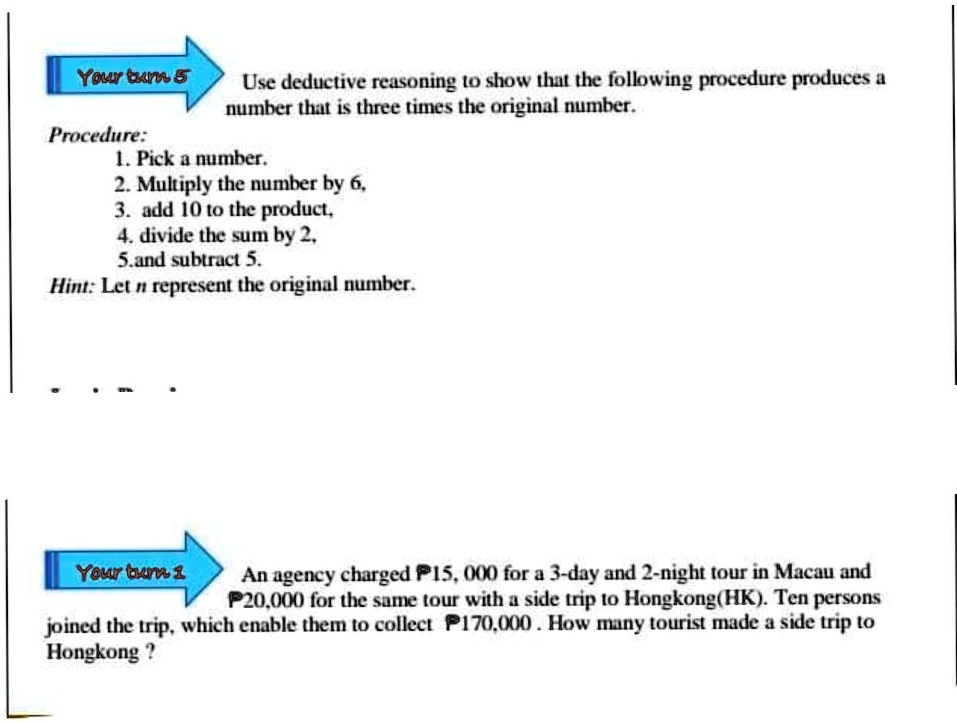 SOLVED: Yowr En 5 Use deductive reasoning (0 show that the follwing procedure produces # number ...