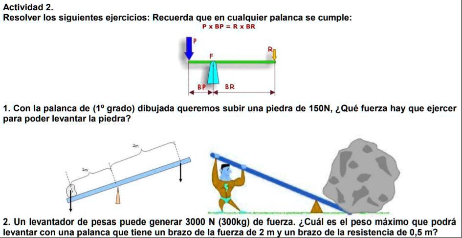 SOLVED: Actividad 1. a) Hemos visto algunos ejemplos de palancas en ...