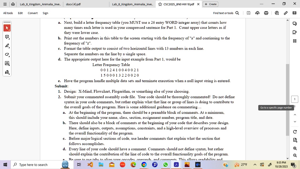 SOLVED: Texts: a. Next, build a letter frequency table (you MUST use a 26 entry WORD integer ...