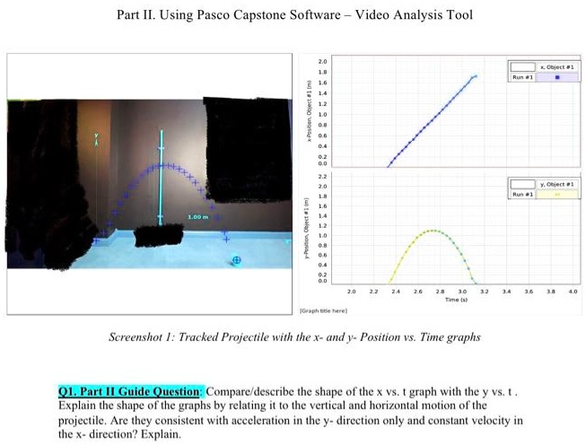 part ii using pasco capstone software video analysis tool 0clule screeushot tracked projectile ...