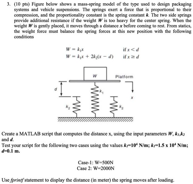 SOLVED: Figure below shows a mass-spring model of the type used to design packaging systems and ...