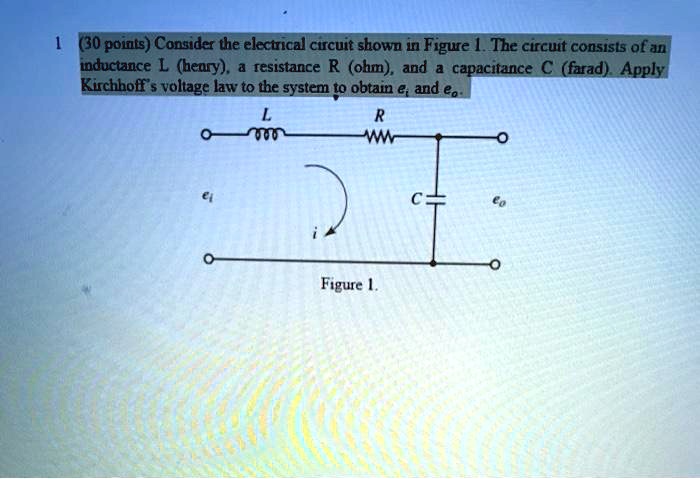 SOLVED: control system control system 30 points Consider the electrical circuit shown in Figure ...