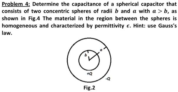 Solved Problem 4 Determine The Capacitance Of A Spherical Capacitor