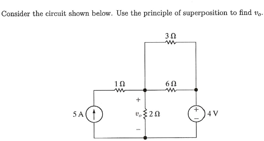 SOLVED: Consider the circuit shown below. Use the principle of superposition to find vo 30 MM 10 ...