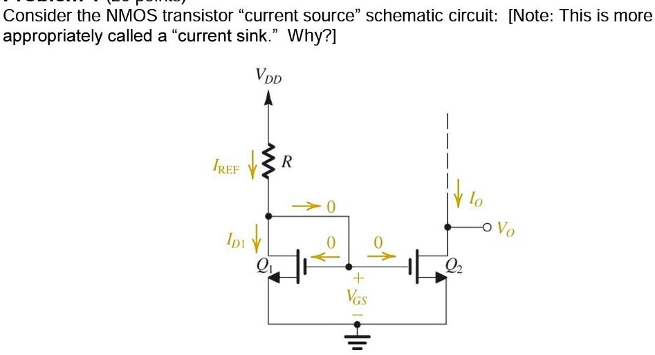 SOLVED: Consider the NMOS transistor "current source" schematic circuit: [Note: This is more ...