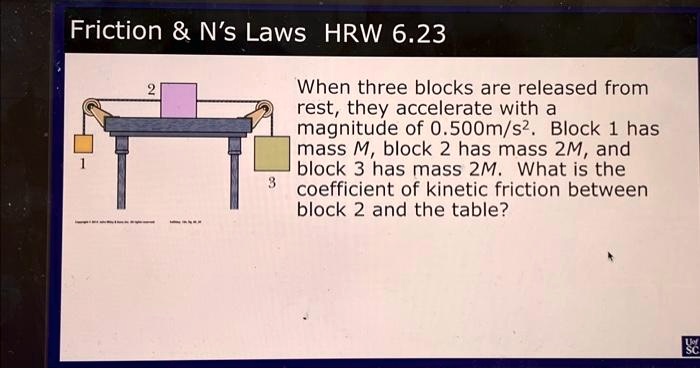 SOLVED: Texts: Friction Newton's Laws HRW 6.23 When three blocks are released from rest, they ...