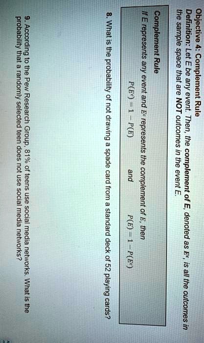 SOLVED: 34 the What IH the represents Complement Rule 16 probability any evertar that are be any ...