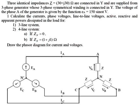 Three identical impedances Z = (30+j30) ? are connected in Y and are supplied from 3-phase ...