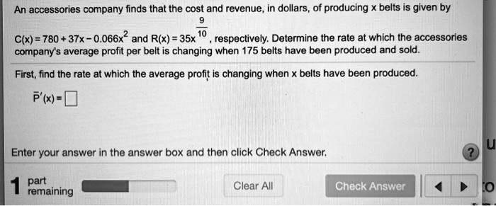 an accessories company finds that the cost and revenue in dollars of ...