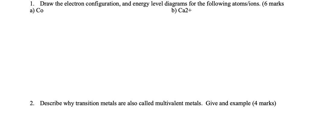 SOLVED: Draw the electron configuration and energy level diagrams for ...