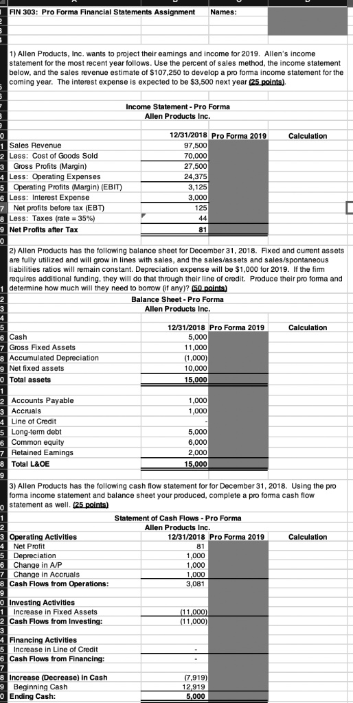 instructions complete the assignment by filling in the highlighted ...