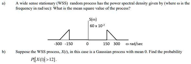 A wide sense stationary (WSS) random process has the power spectral ...