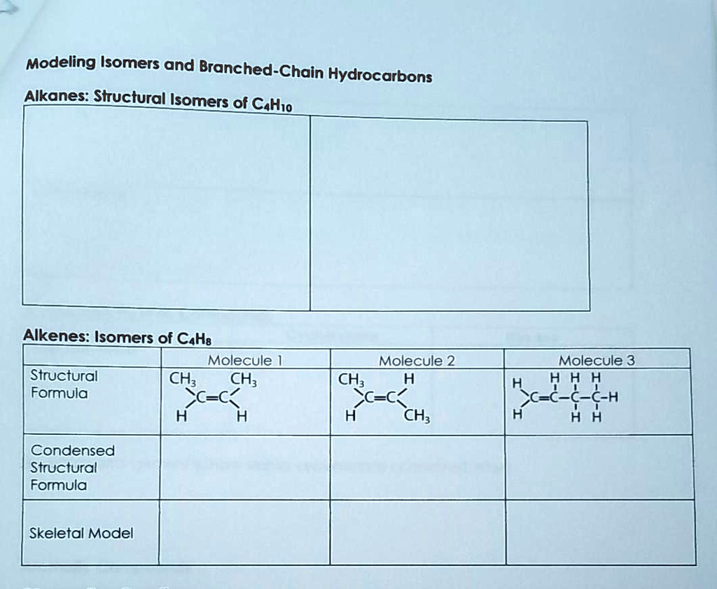 SOLVED: Modeling Isomers and Branched-Chain Hydrocarbons Alkanes: Structural Isomers of CaHno ...