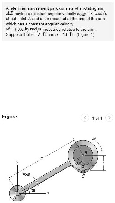 SOLVED: Aride in an amusement park consists of a rotating am AB having ...