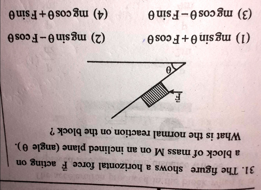 31. The figure shows a horizontal force F acting on a block of mass M ...