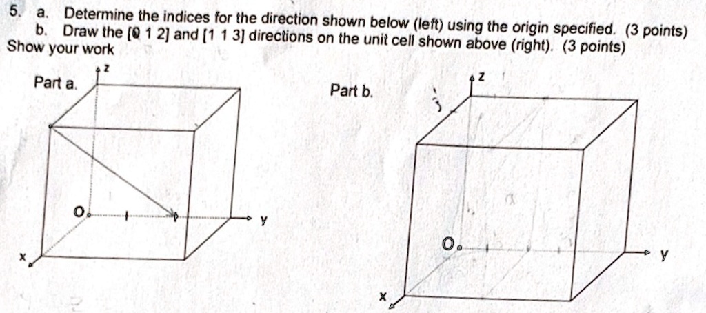 5. a. Determine the indices for the direction shown below (left) using ...