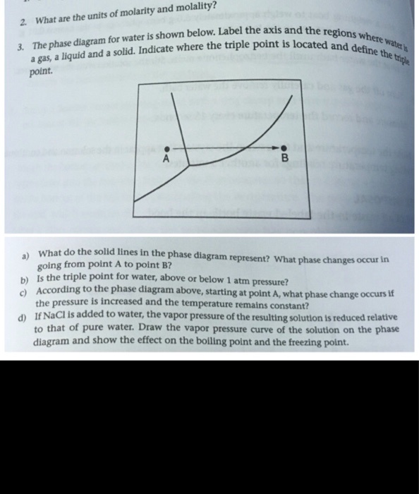 2. What are the units of molarity and molality? 3. The phase diagram ...