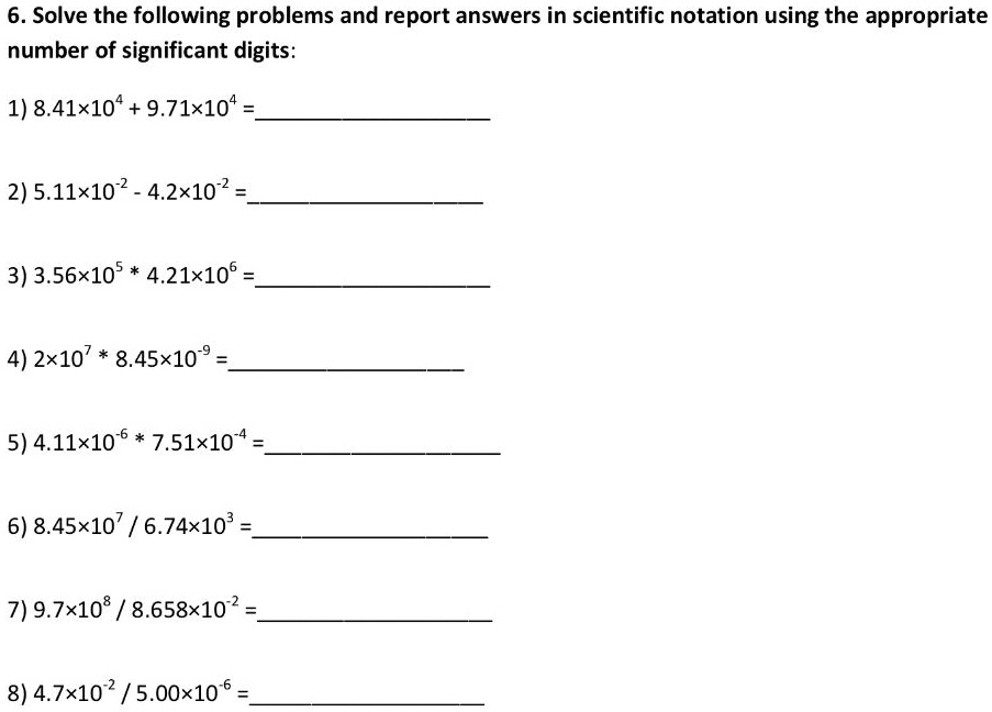 6. Solve the following problems and report answers in...