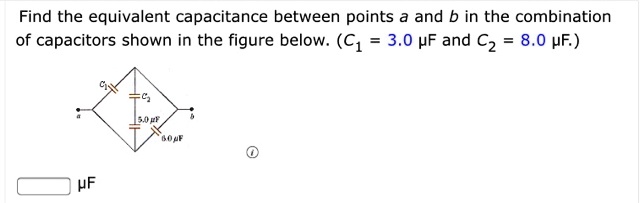 SOLVED: Find the equivalent capacitance between points a and b in the combination of capacitors ...