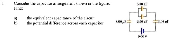 SOLVED: Consider the capacitor arrangement shown in the figure. Find: - The equivalent ...
