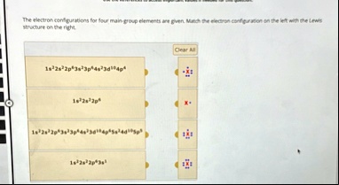the electron configurations for four main group elements are given ...