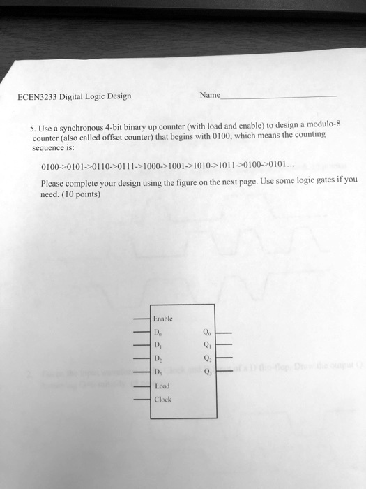 Solved Ecen3233 Digital Logic Design Name 5 Use A Synchronous 4 Bit Binary Up Counter With 7581