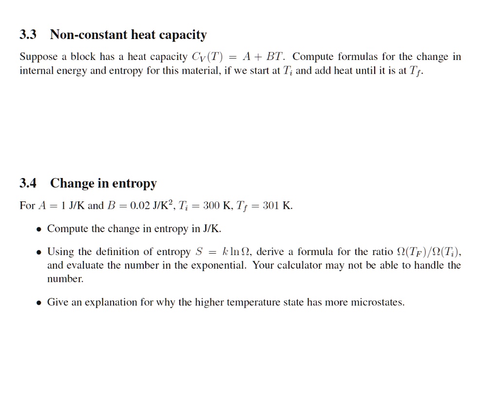 SOLVED:3.3 Non-constant heat capacity Suppose block has a heat capacity ...