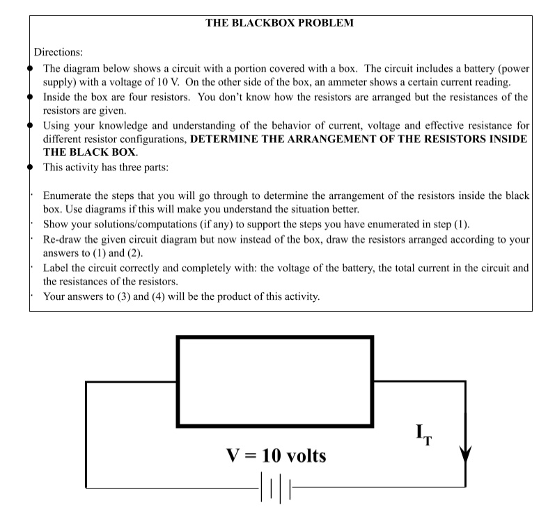 SOLVED: THE BLACKBOX PROBLEM Directions: The diagram below shows ...