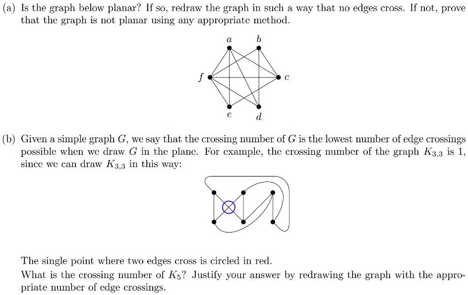 is the graph below planar if so redraw the graph in such a way that no edges cross if not prove ...