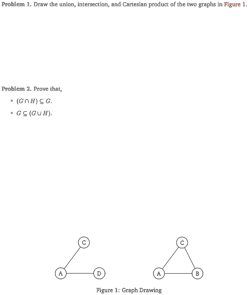 Problem 1. Draw the union, intersection, and Cartesian product of the ...