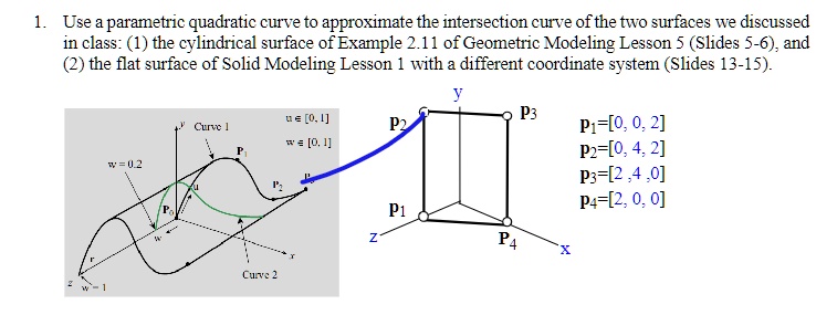 Solved 1 Use A Parametric Quadratic Curve To Approximate The Intersection Curve Of The Two