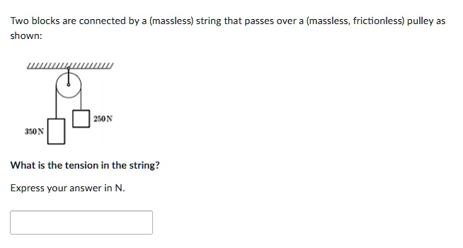 SOLVED: Two blocks are connected by (massless) string that passes over (massless, frictionless ...
