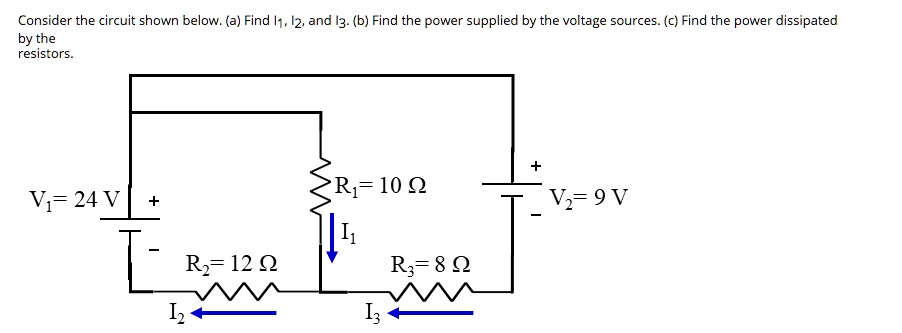 consider the circuit shown below a find i1 i2 and i3 b find the power supplied by the voltage ...