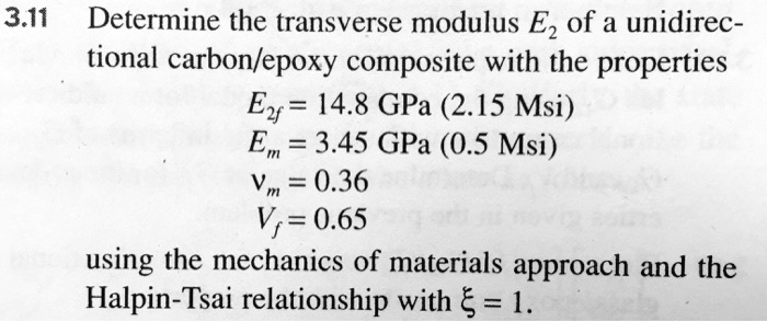 please answer 311 determine the transverse modulus e of a unidirec ...