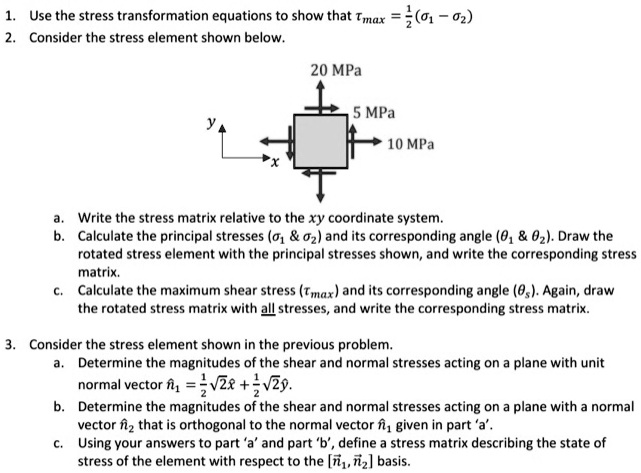 1use the stress transformation equations to show that tmax 2consider ...