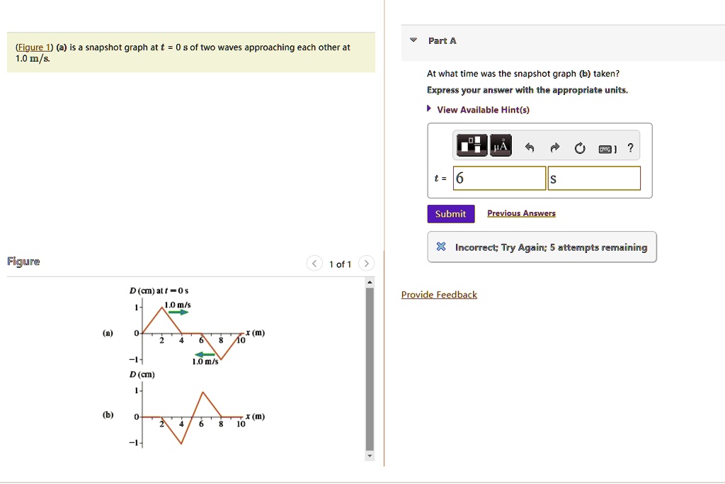 part a figure 1 a is a snapshot graph at t 0 s of two waves approaching ...