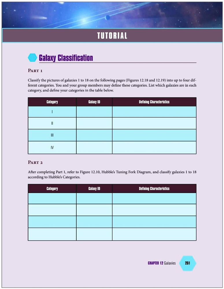 tutorial galaxy classification part 1 classify the pictures of galaxies 1 to 18 on the following ...