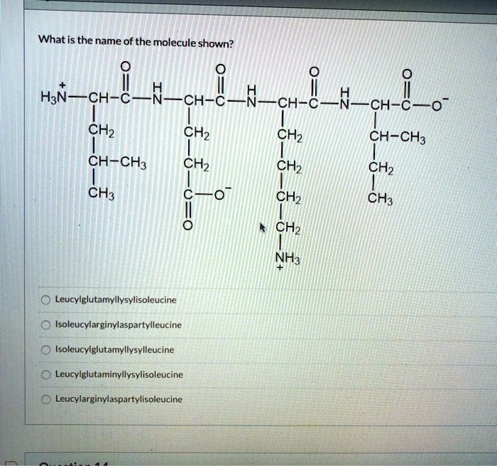 SOLVED: What is the name of the molecule shown? HaN- CH-C CH-C- CH- N ...